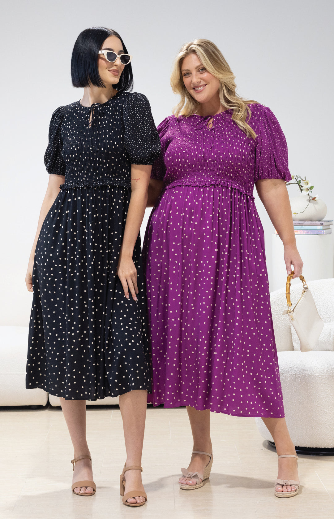 Seychelles Dress | Polka Dot Midi Dress by Maiocchi